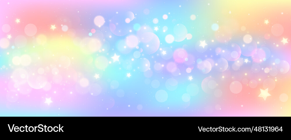 Rainbow unicorn pastel background with glitter Vector Image