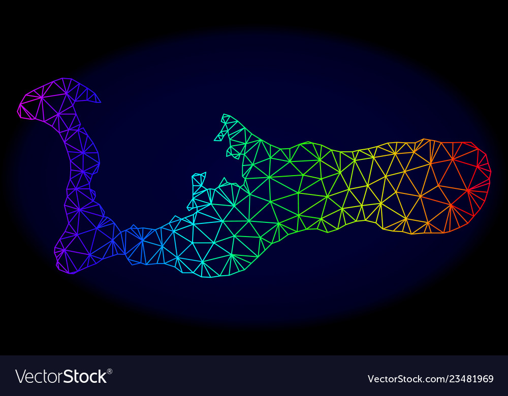 Polygonal network rainbow mesh map of grand Vector Image