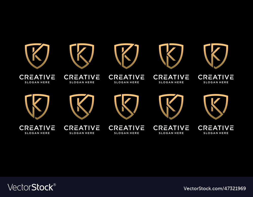 Set bundle monogram shield logo design initial Vector Image