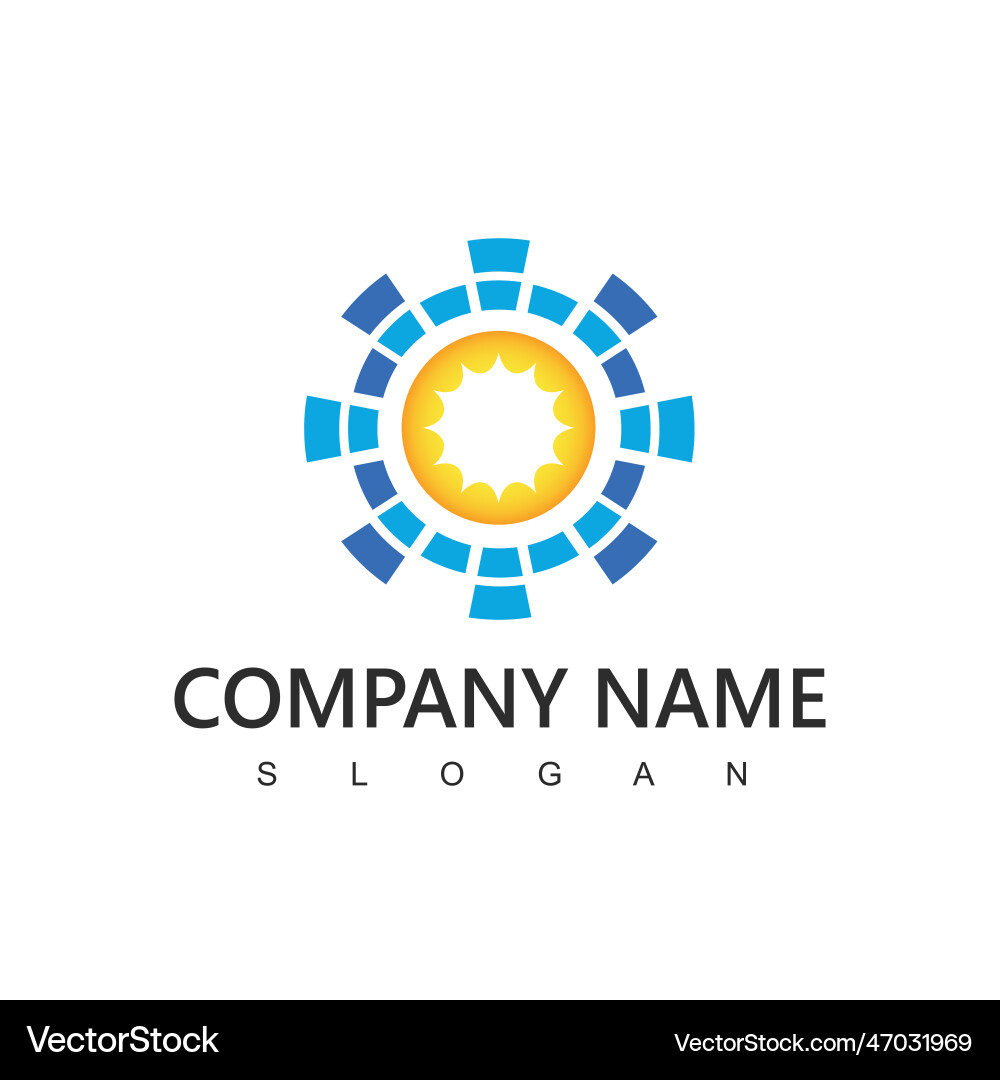 Solar cell logo renewable energy symbol using sun Vector Image