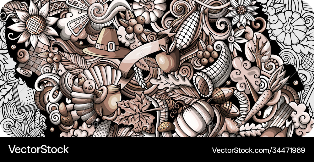 Thanksgiving day doodle Royalty Free Vector Image
