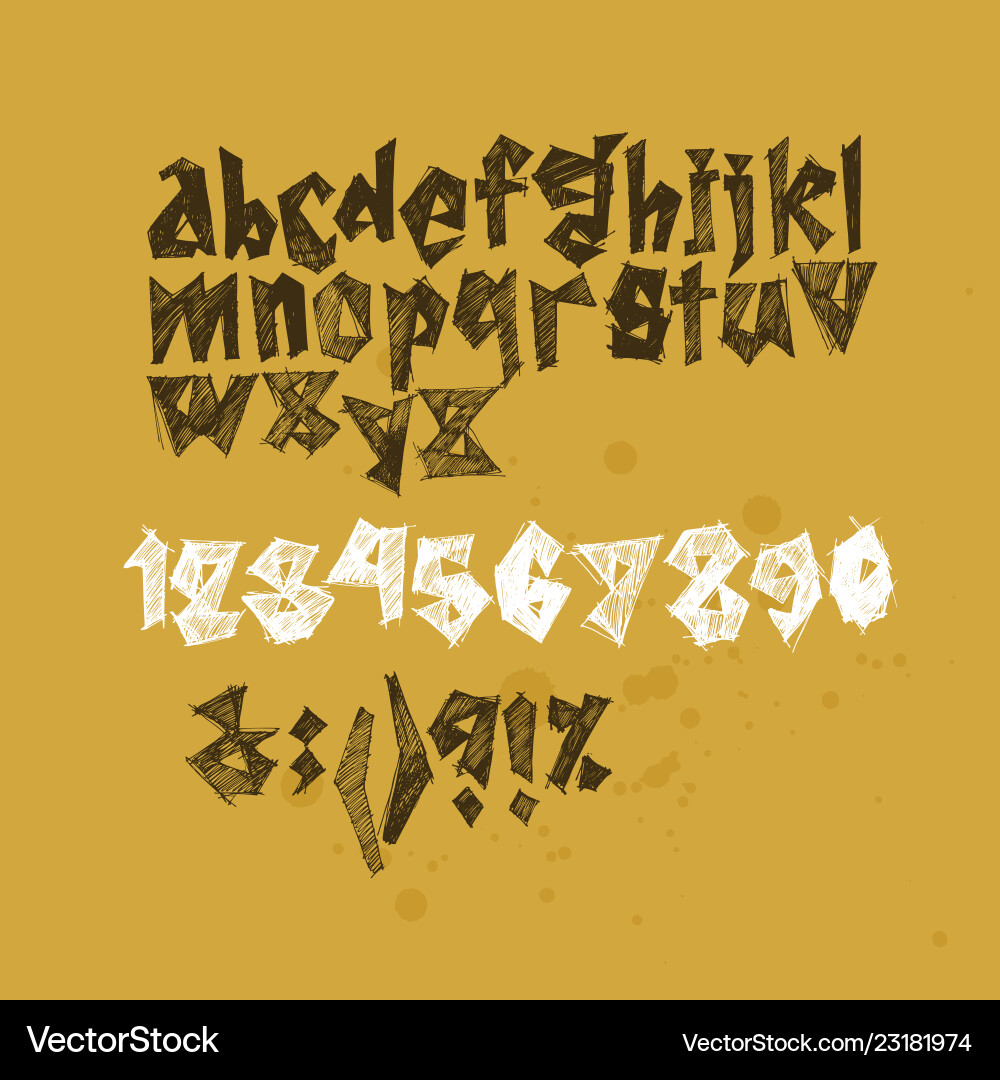 Bold geometric playful font with ink texture Vector Image