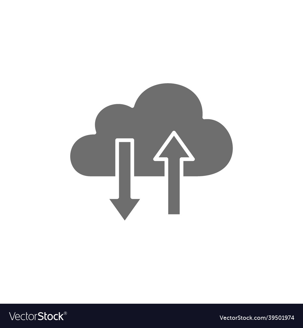Cloud computing data transfer grey icon Royalty Free Vector