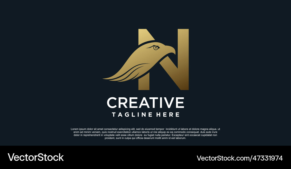 Letter n logo design with head eagle unique Vector Image