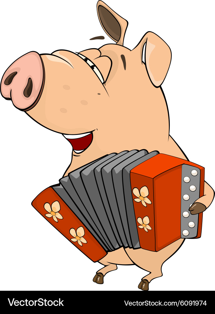 Pig-musician cartoon Royalty Free Vector Image