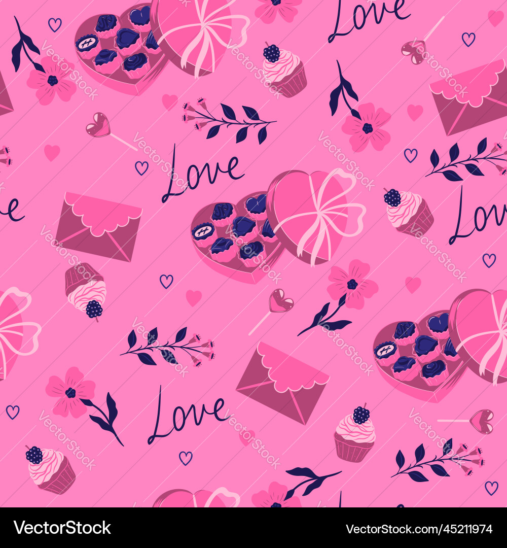 Seamless valentine s day pattern with heart shaped