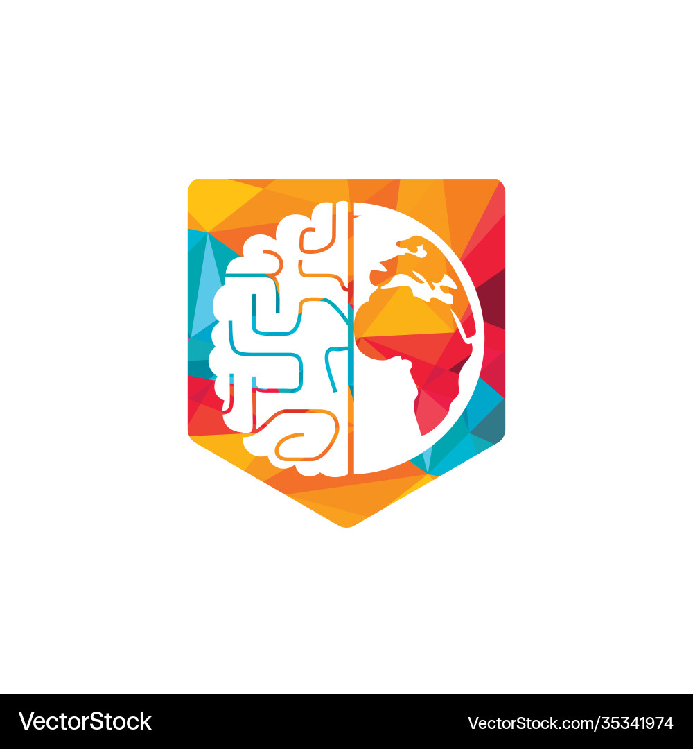 World brain logo template Royalty Free Vector Image