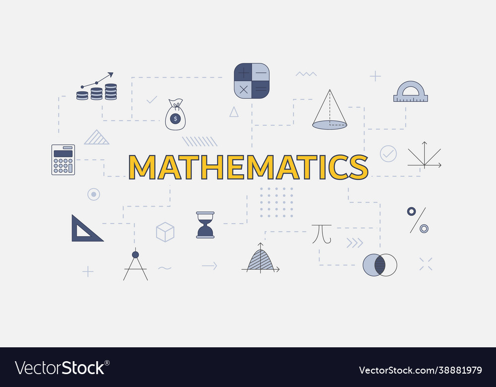 Mathematics concept with icon set big word Vector Image