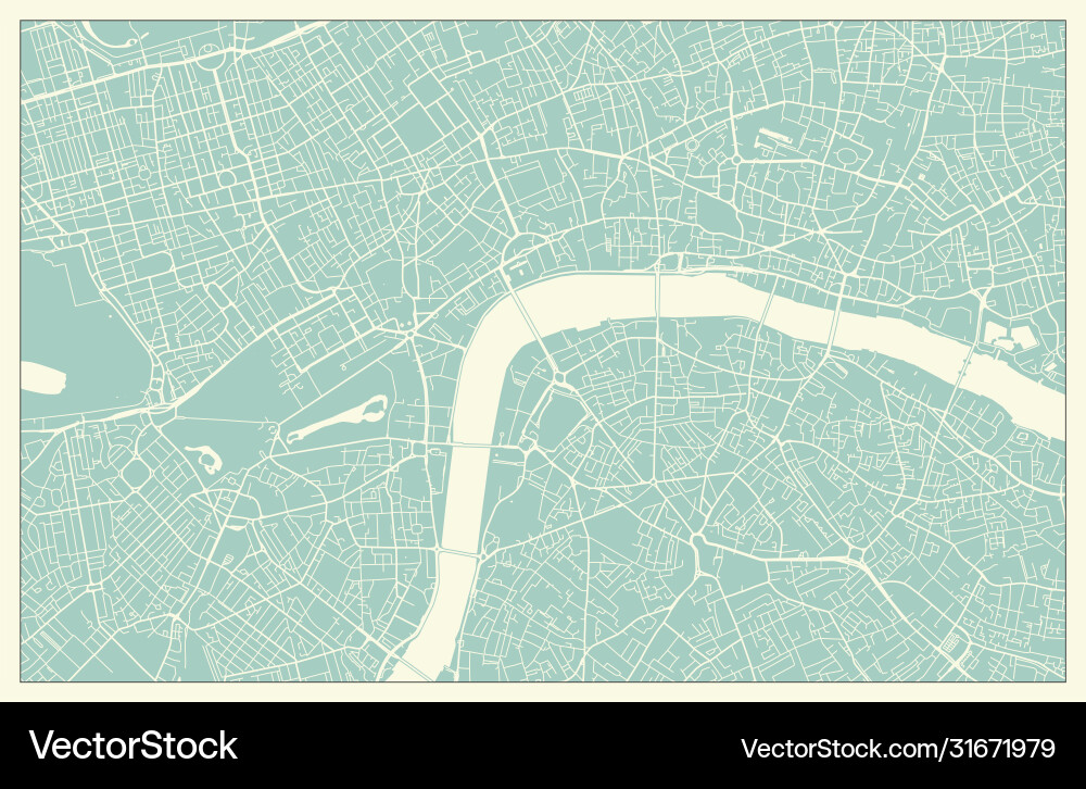 Modern london map in vintage style Royalty Free Vector Image