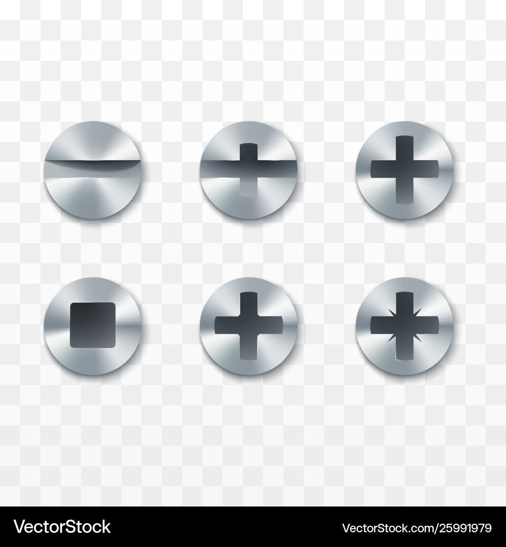 Screws rivets and bolts set isolated on Royalty Free Vector