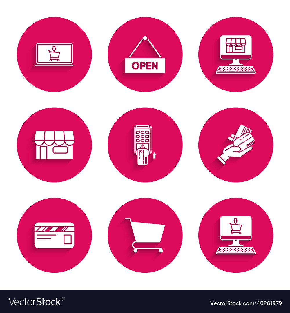 Set pos terminal with inserted credit card Vector Image Set pos terminal with inserted credit card Vector Image