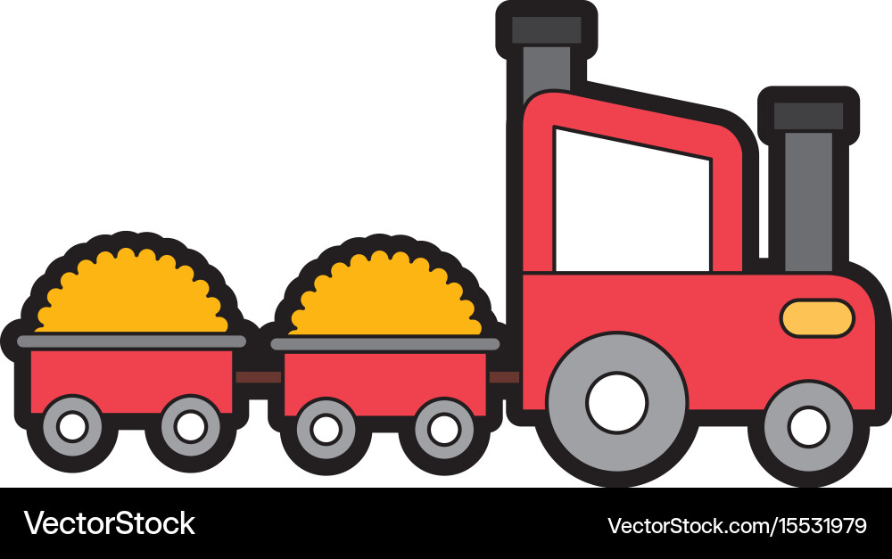 Tractor farm with straw wagons Royalty Free Vector Image