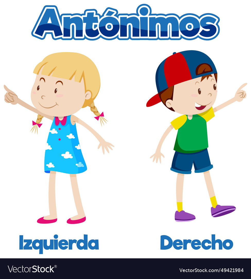 Antonym word card izquierda and derecho Royalty Free Vector Antonym word card izquierda and derecho Royalty Free Vector
