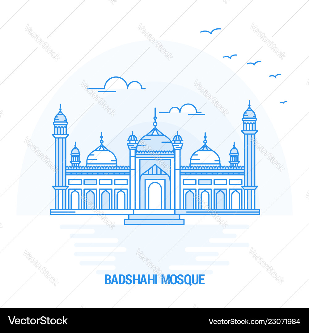 Badshahi mosque blue landmark creative background Vector Image
