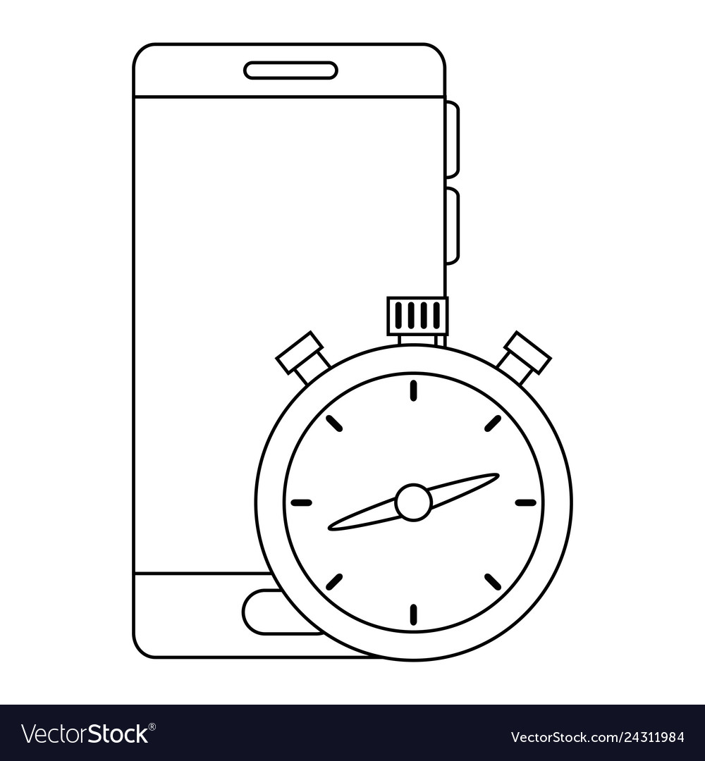 Chronometer timer with smartphone Royalty Free Vector Image