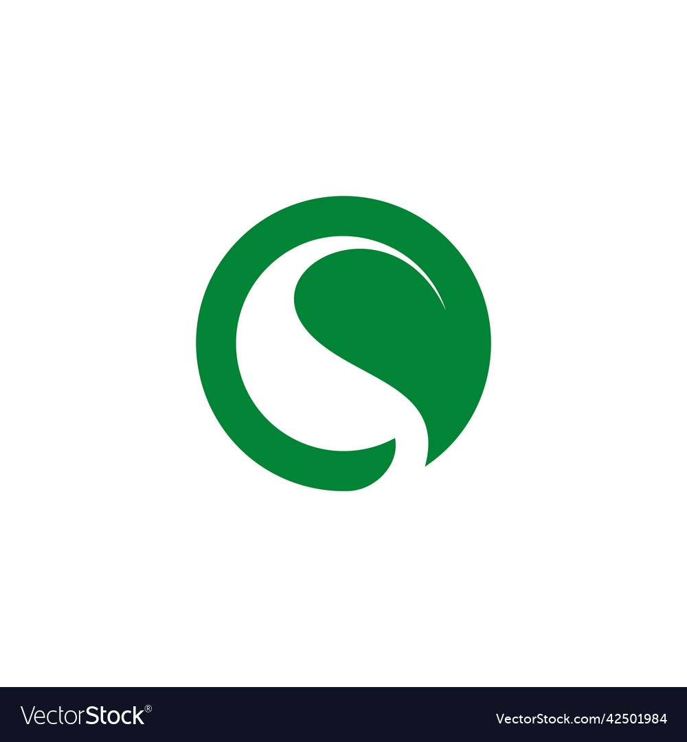 Letter s negative space circle leaf logo Vector Image