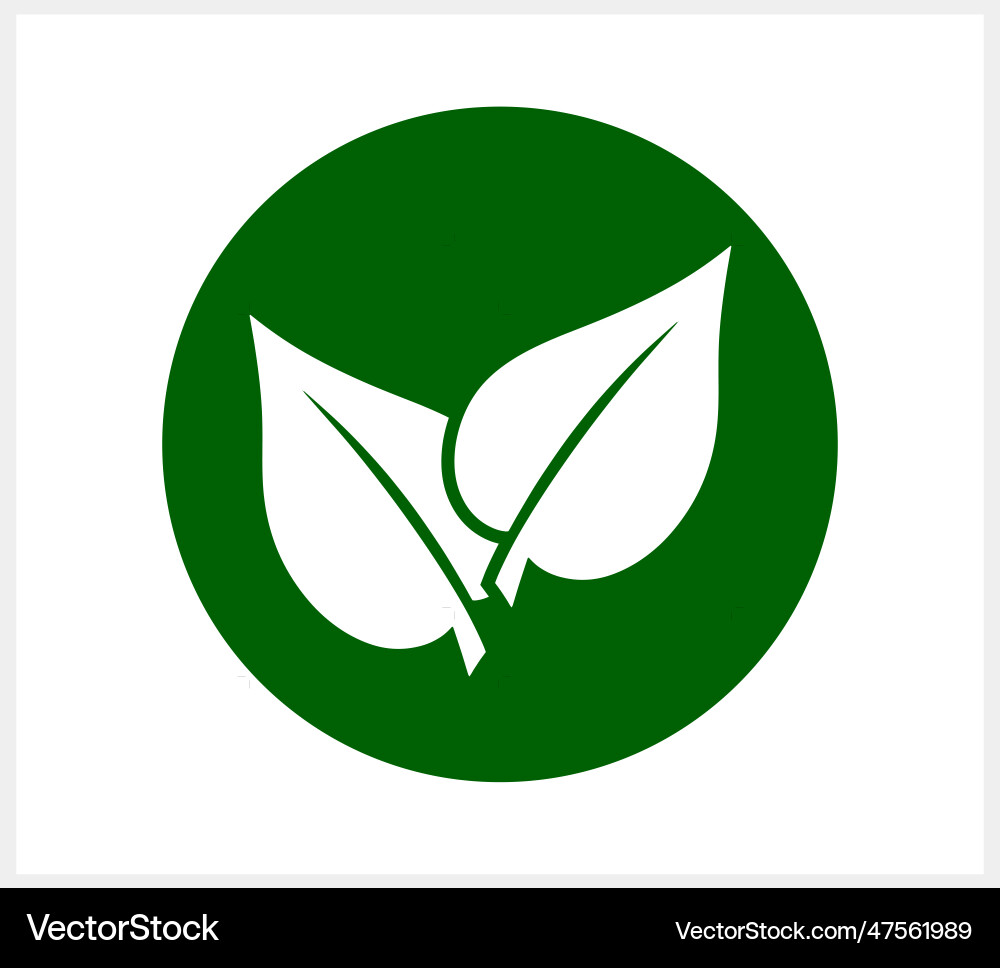 Doodle leaf in circle icon isolated stencil Vector Image