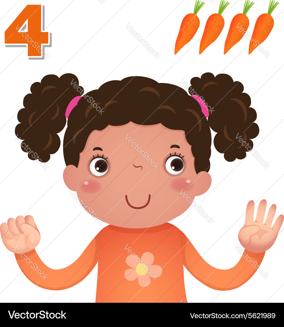 Learn number and counting four Royalty Free Vector Image