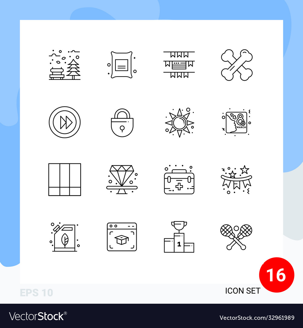 Set 16 modern ui icons symbols signs for media Vector Image