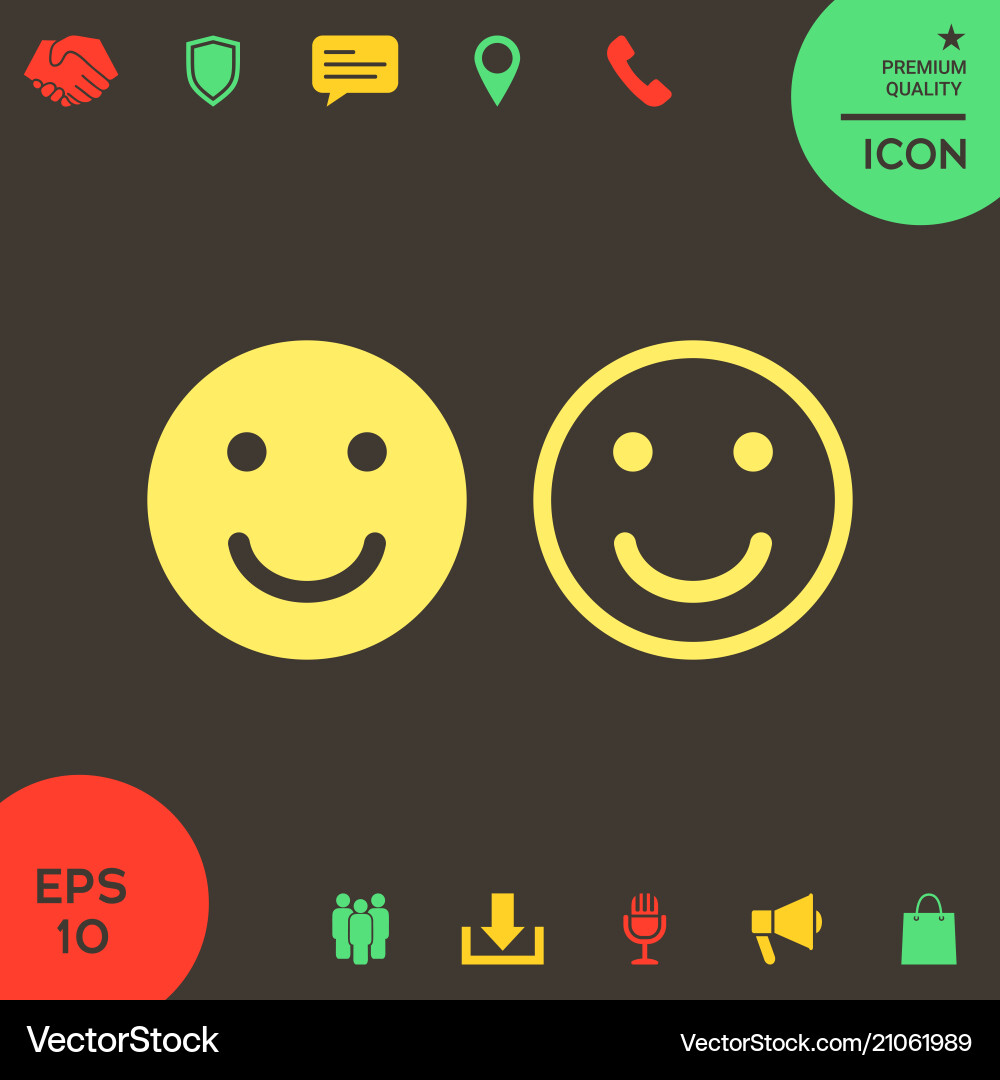 Smile icon happy face symbol for your web site Vector Image