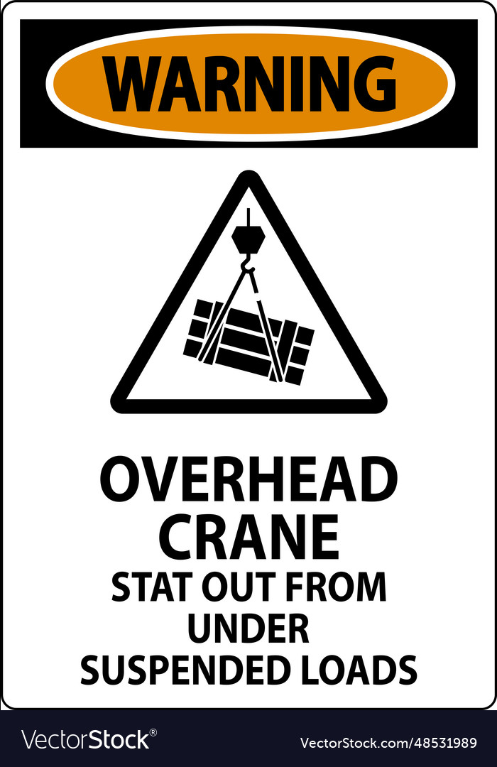 Warning sign overhead crane suspended loads Vector Image Warning sign overhead crane suspended loads Vector Image