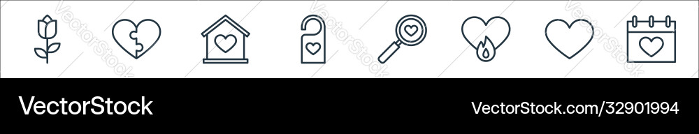 Love line icons linear set quality line set Vector Image