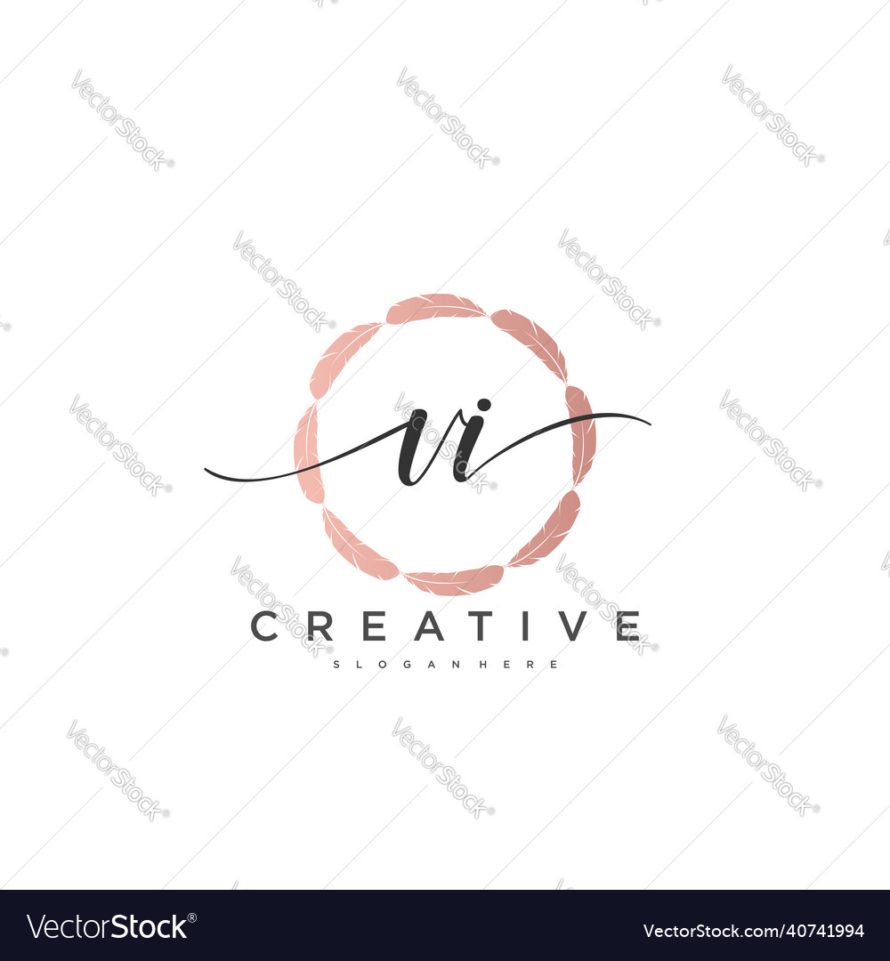 Vi initial handwriting minimalist geometric logo Vector Image Vi initial handwriting minimalist geometric logo Vector Image