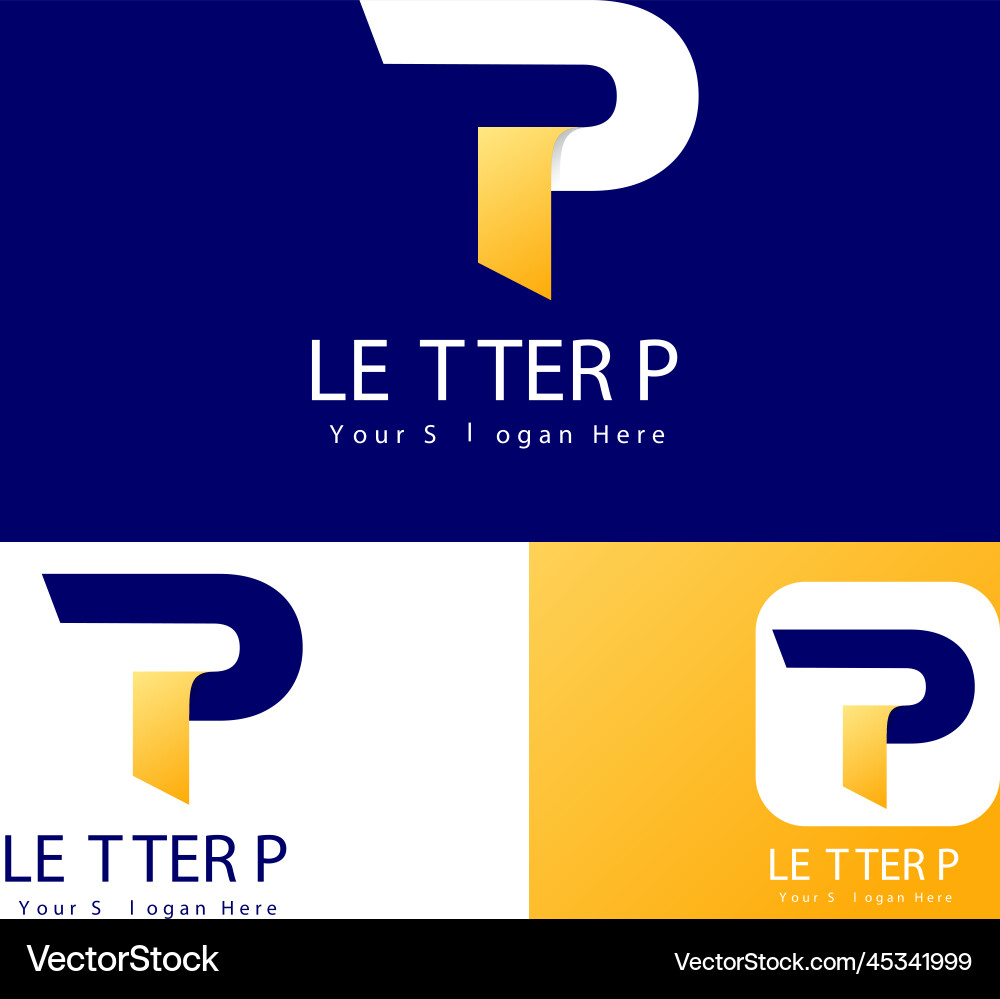 Letter p elegant gold logo design Royalty Free Vector Image
