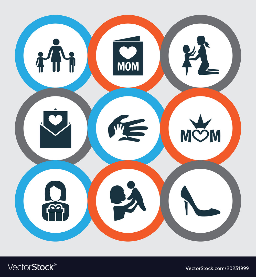 Mothers Day Icon Design Concept Set Of 9 Vector Image