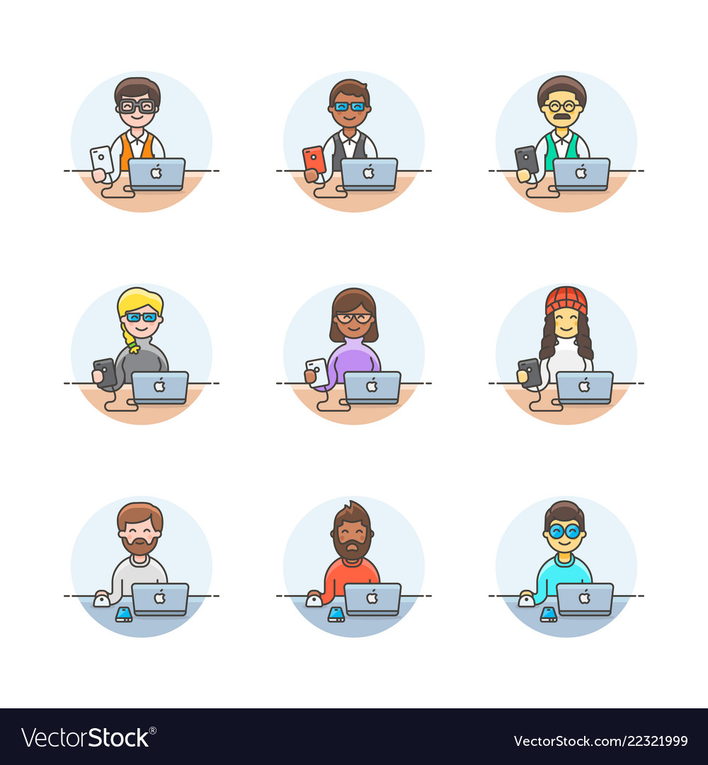 Set Of Multicolor Computer Programming Icons Vector Image