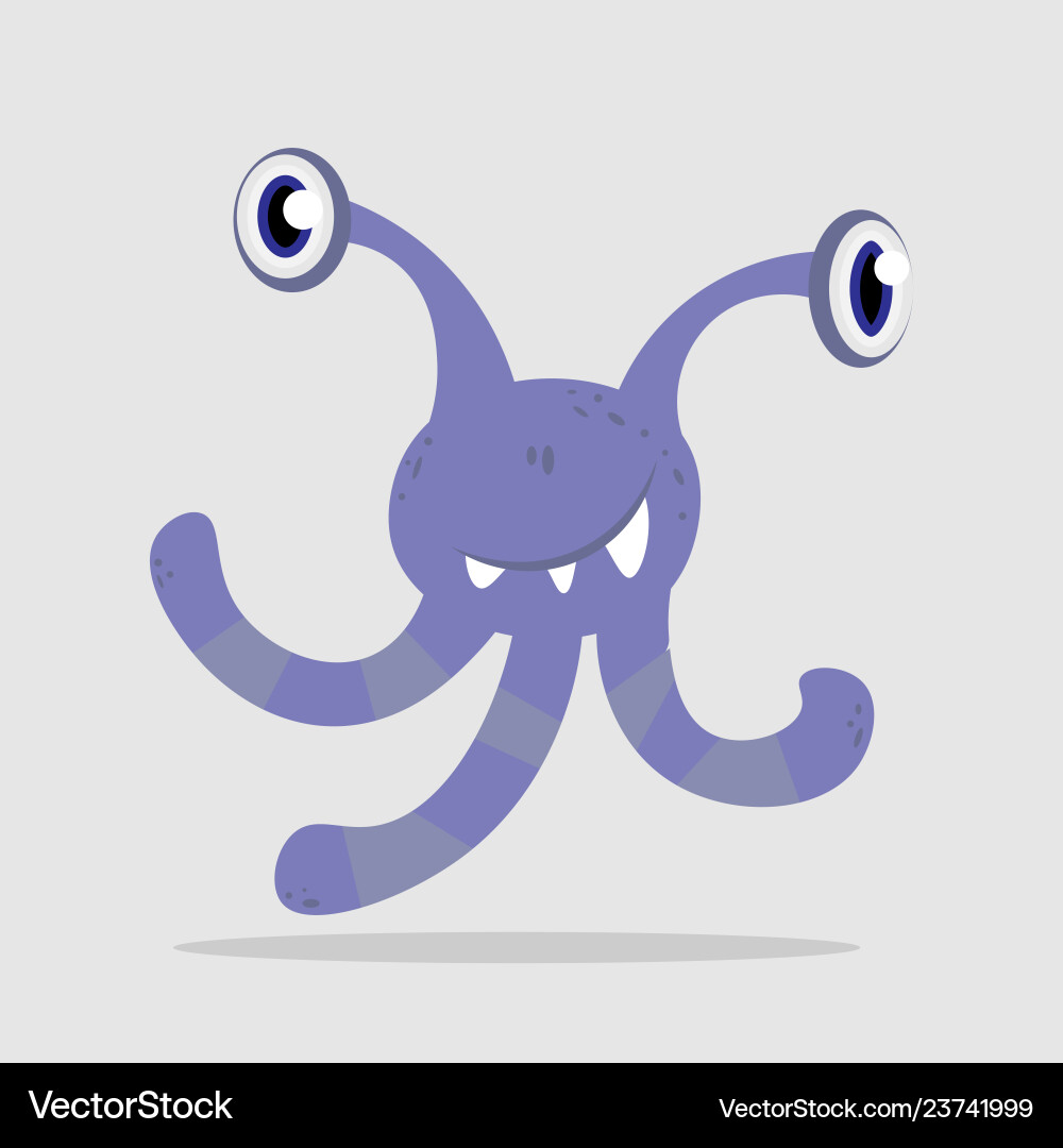 Violet funny cartoon monster alien or bacterium Vector Image