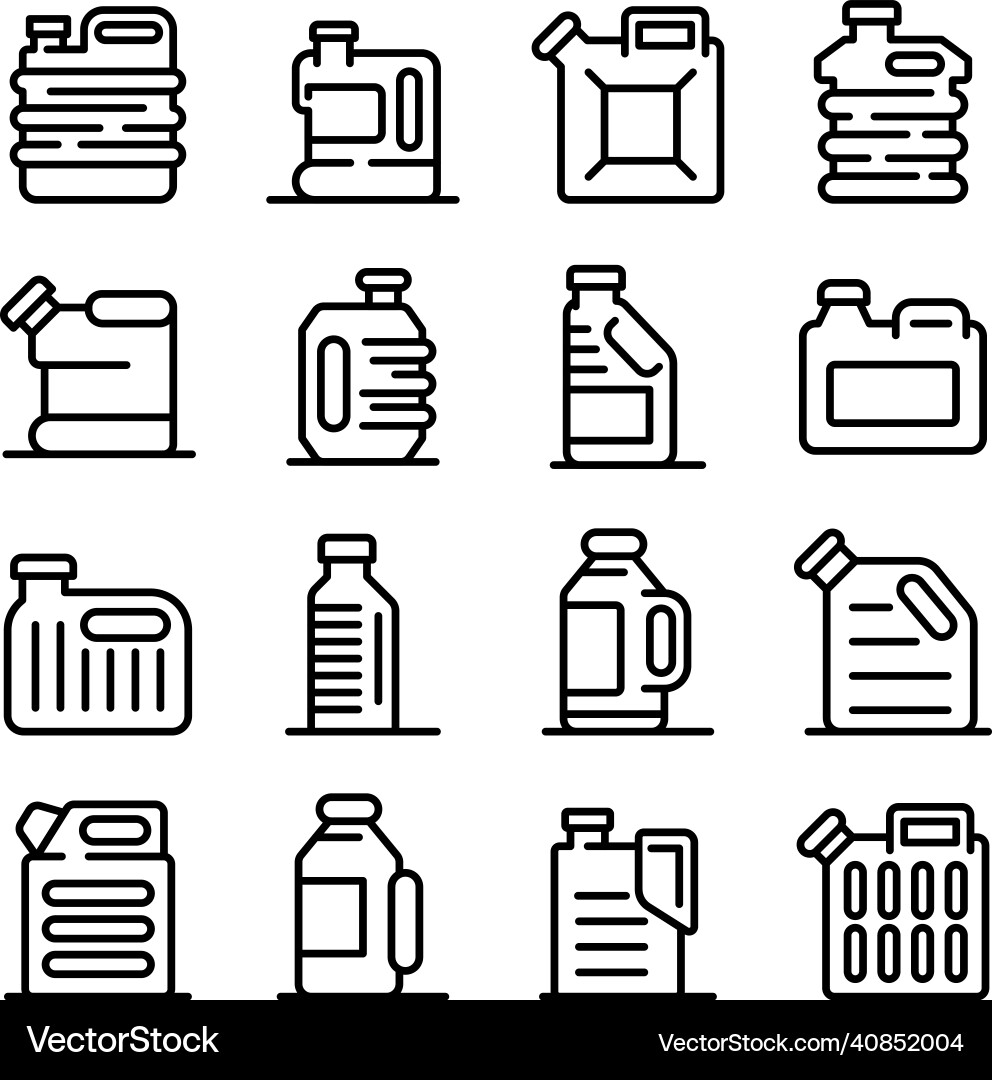 Canister icons set outline style Royalty Free Vector Image