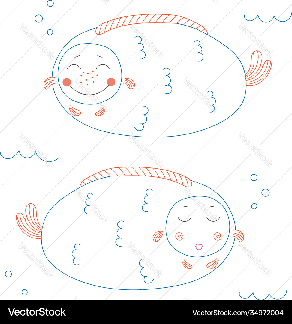 Fat fish outlines Royalty Free Vector Image - VectorStock