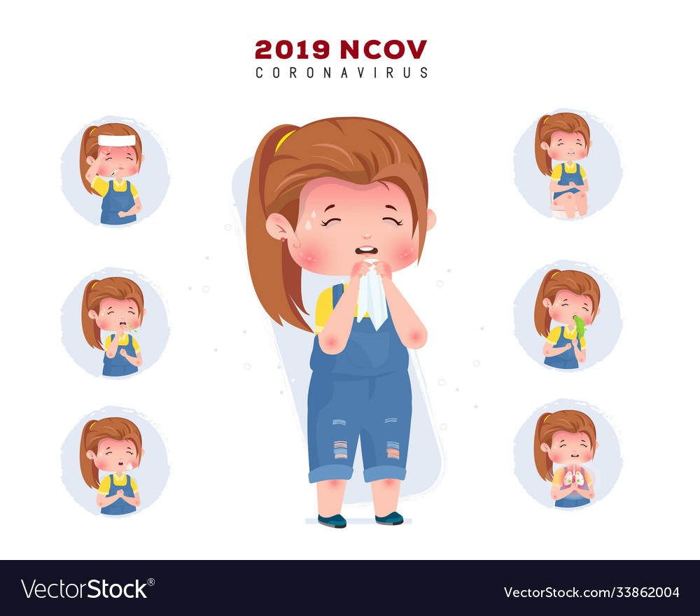Kids with coronavirus symptoms infographics Vector Image