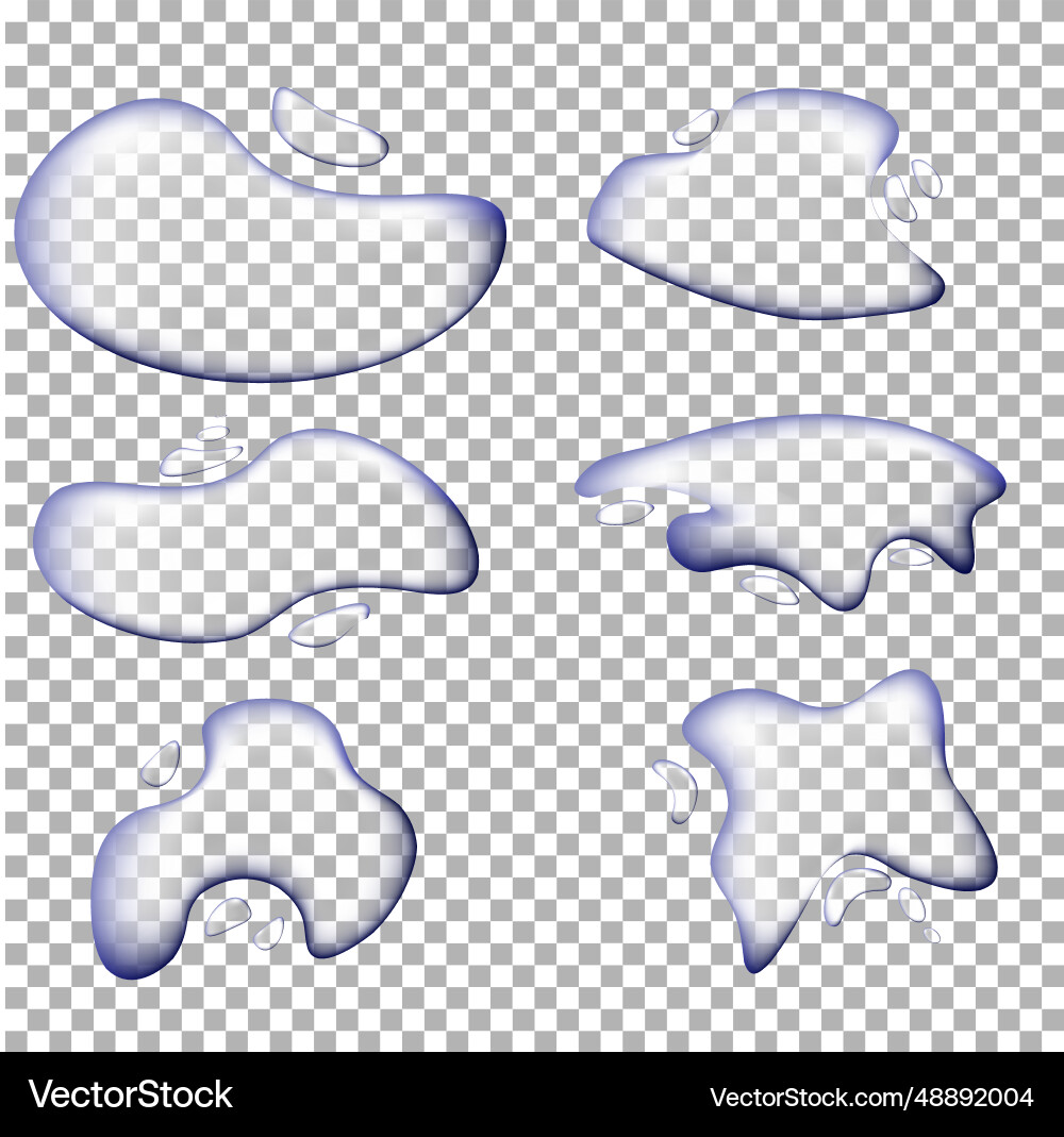 Liquid spills water drops and puddles101023 Vector Image
