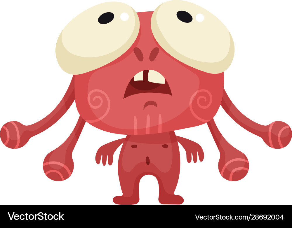 Scared monster standing with his head up Vector Image