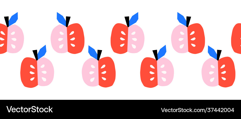 Seamless border apples repeating pattern Vector Image