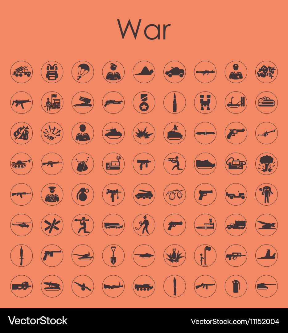 Set of war simple icons Royalty Free Vector Image
