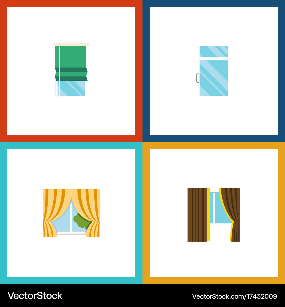 Flat icon window set of glass frame clean Vector Image