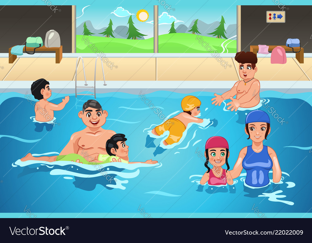 Kids Having A Swimming Lesson Royalty Free Vector Image