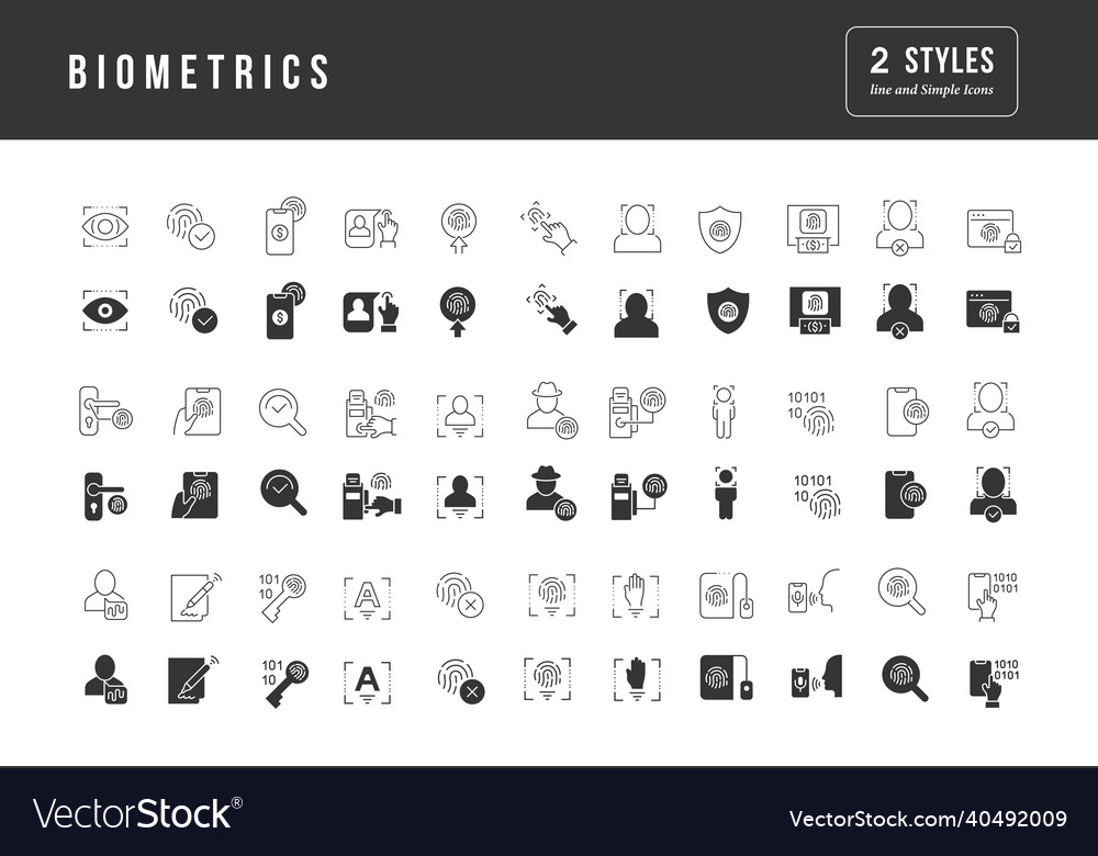 Set of simple icons of biometrics Royalty Free Vector Image