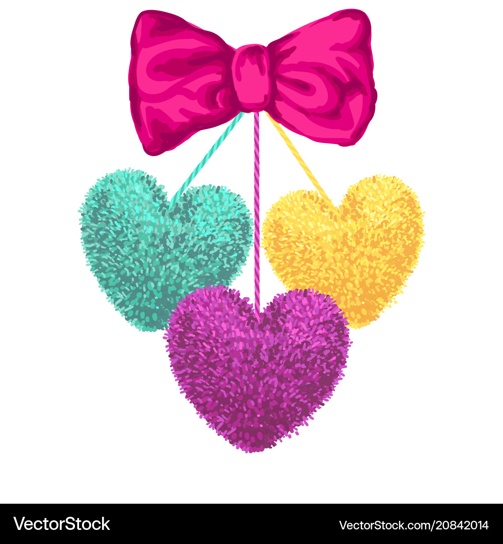 Decorative elements with pom-poms in shape Vector Image