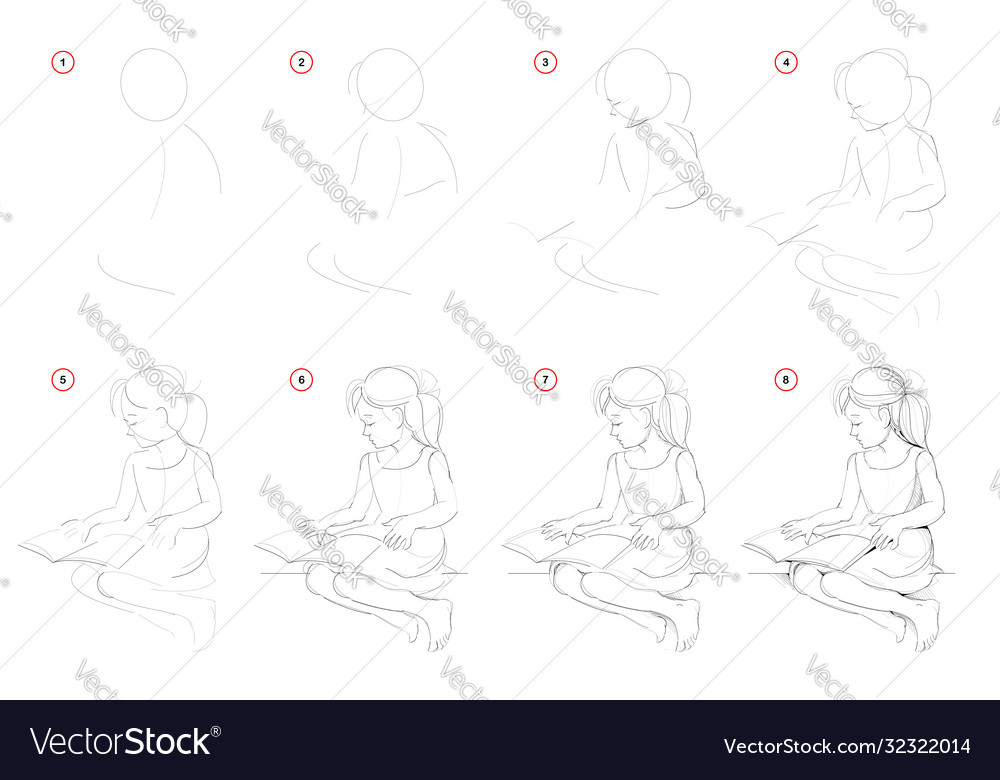 How to draw step-wise sketch beautiful little Vector Image How to draw step-wise sketch beautiful little Vector Image