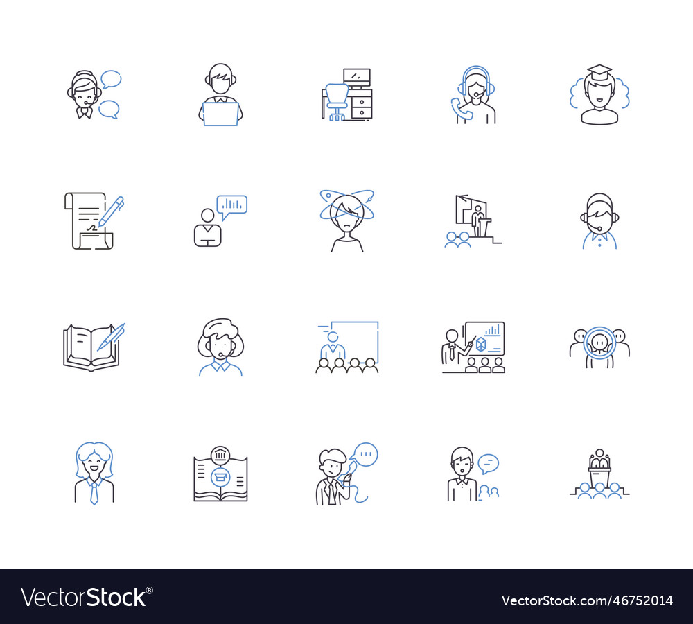 Mentor outline icons collection guidance Vector Image