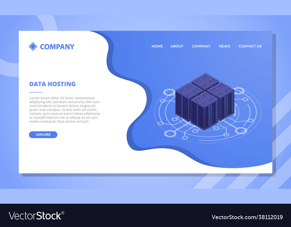 Data hosting center concept for website Royalty Free Vector