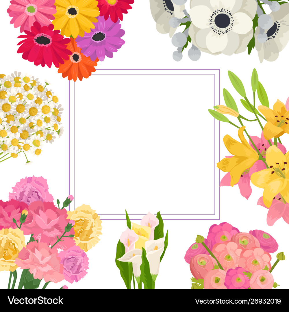 Floral summer frame garden Royalty Free Vector Image