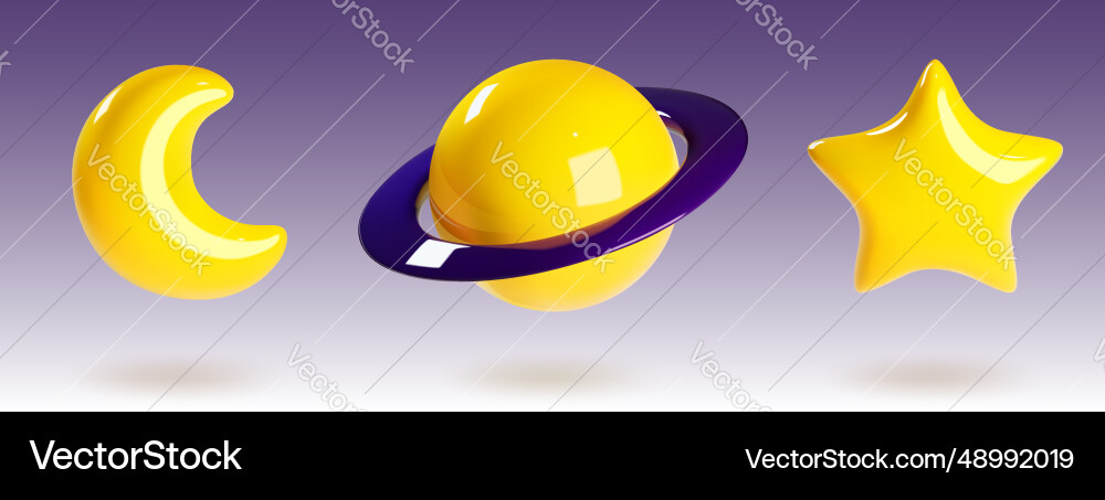 Game space assets - moon planet and star Vector Image