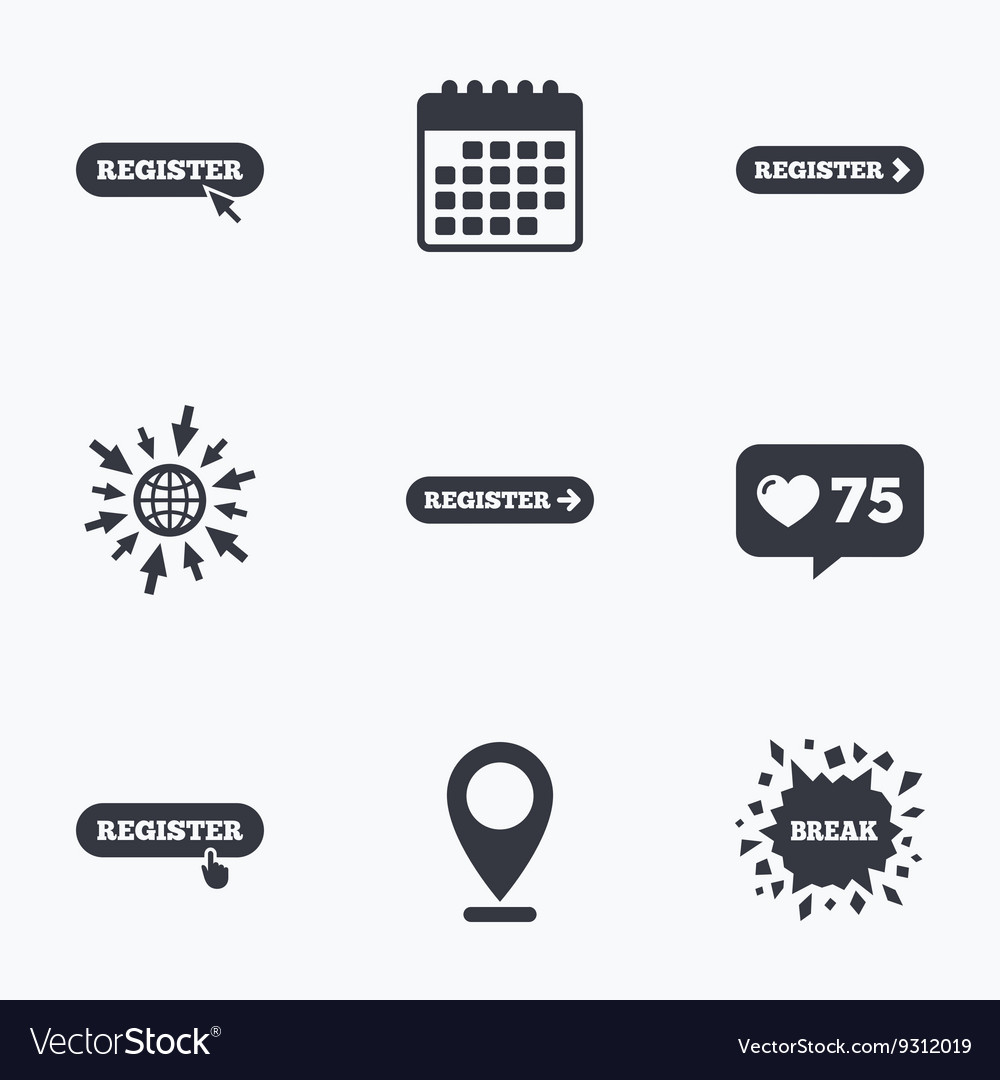 Register with hand pointer icon mouse cursor Vector Image