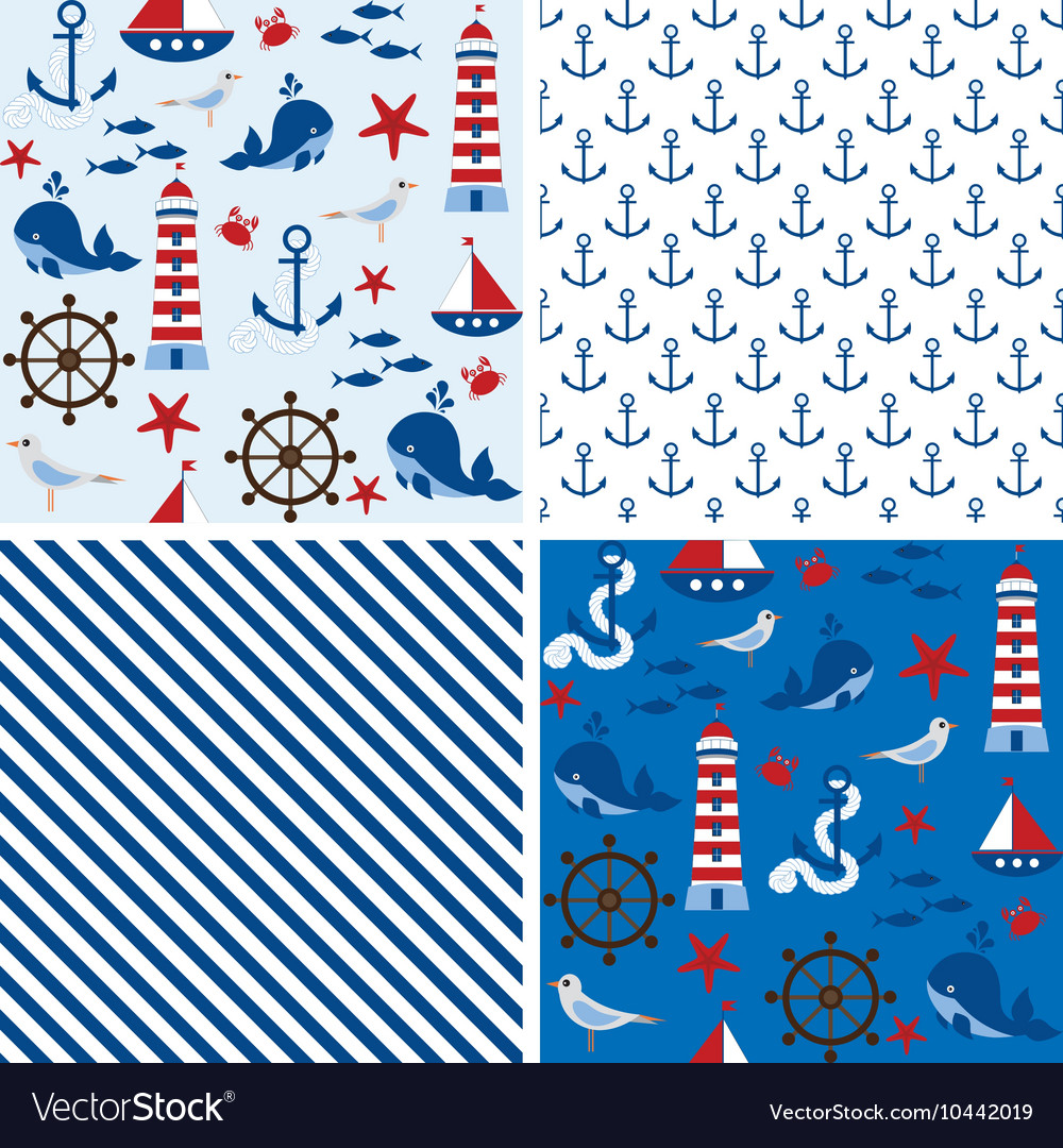 Seamless Nautical Patterns Royalty Free Vector Image Seamless Nautical Patterns Royalty Free Vector Image