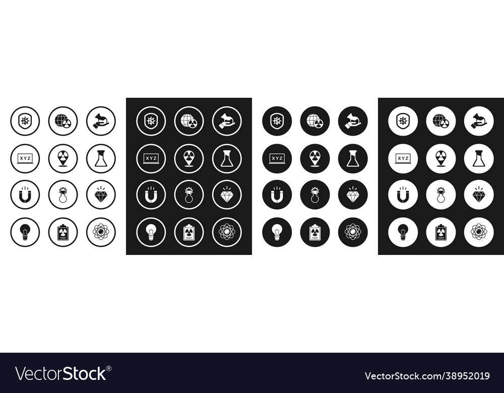 Set Test Tube And Flask Radioactive In Location Vector Image